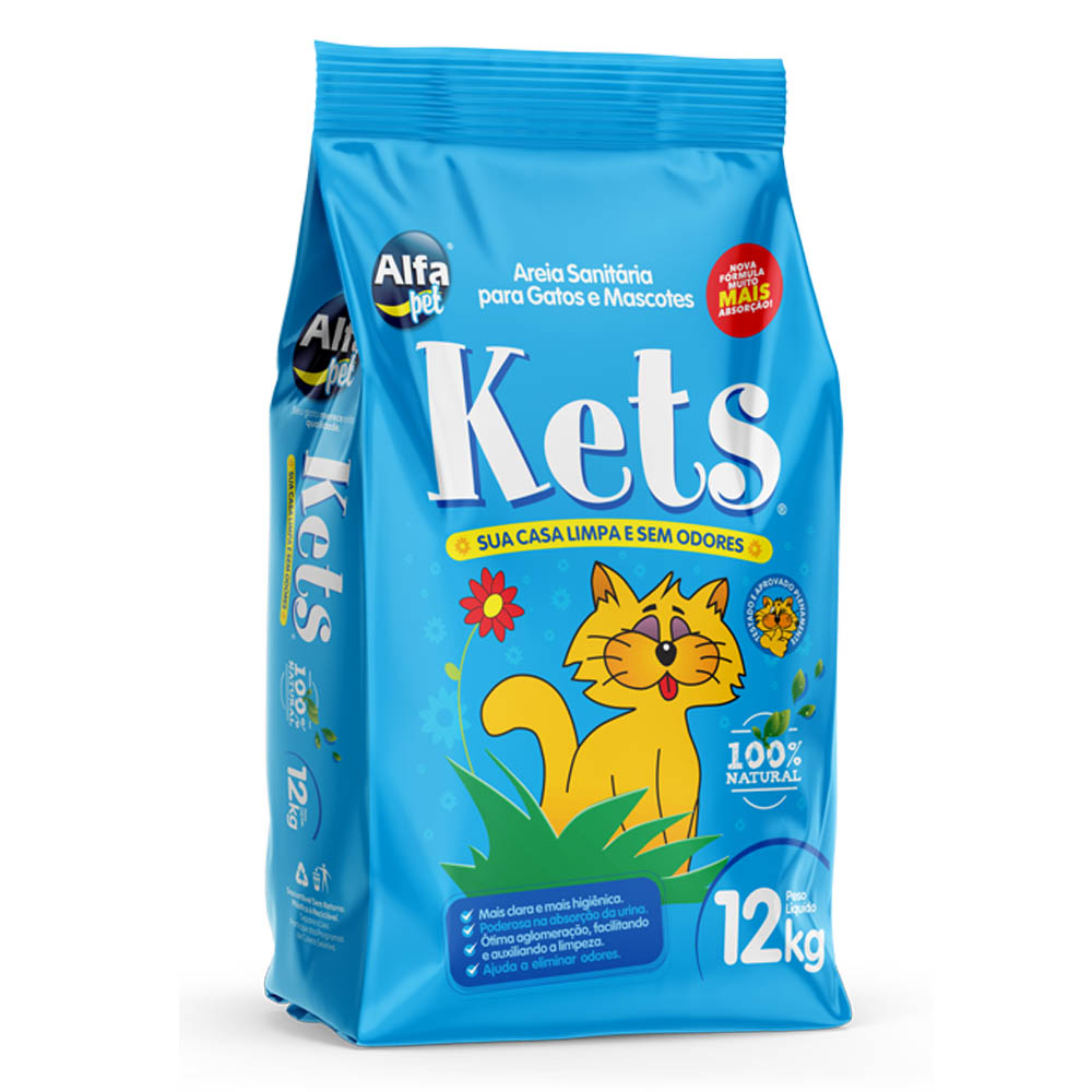 KETS AREIA SANITARIA P/ GATOS 12 KG - Village Pet