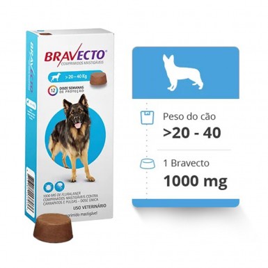 Antipulgas e Carrapatos Bravecto 20 a 40 Kg - MSD - Village Pet
