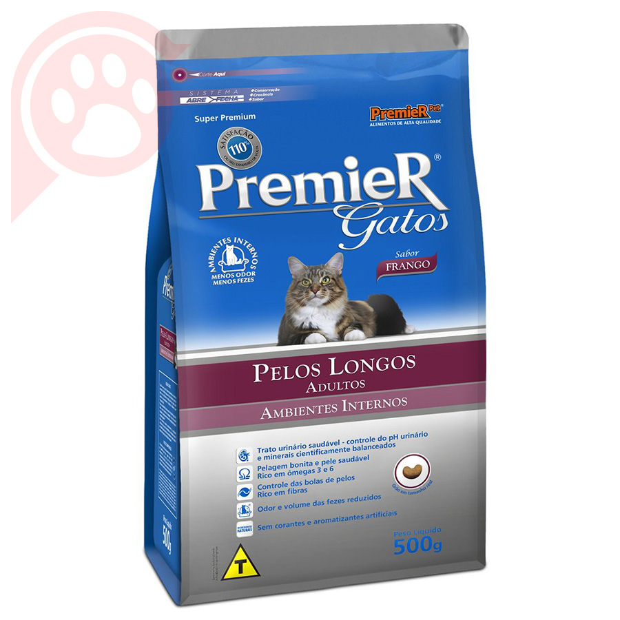 PREMIER AMBIENTES INTERNOS GATOS ADULTOS PÊLOS LONGOS FRANGO