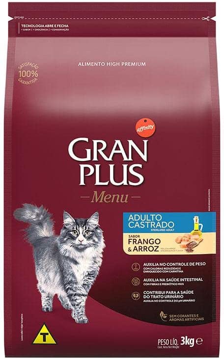 GRAN PLUS GATOS CASTRADO FRANGO 3KG - Tonicão